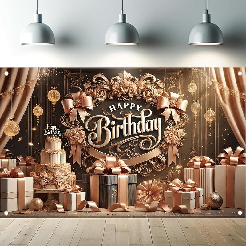 SALQGBUW 1:1.7 45x79in Luxury Gold Birthday Backdrop Elegant Party ...