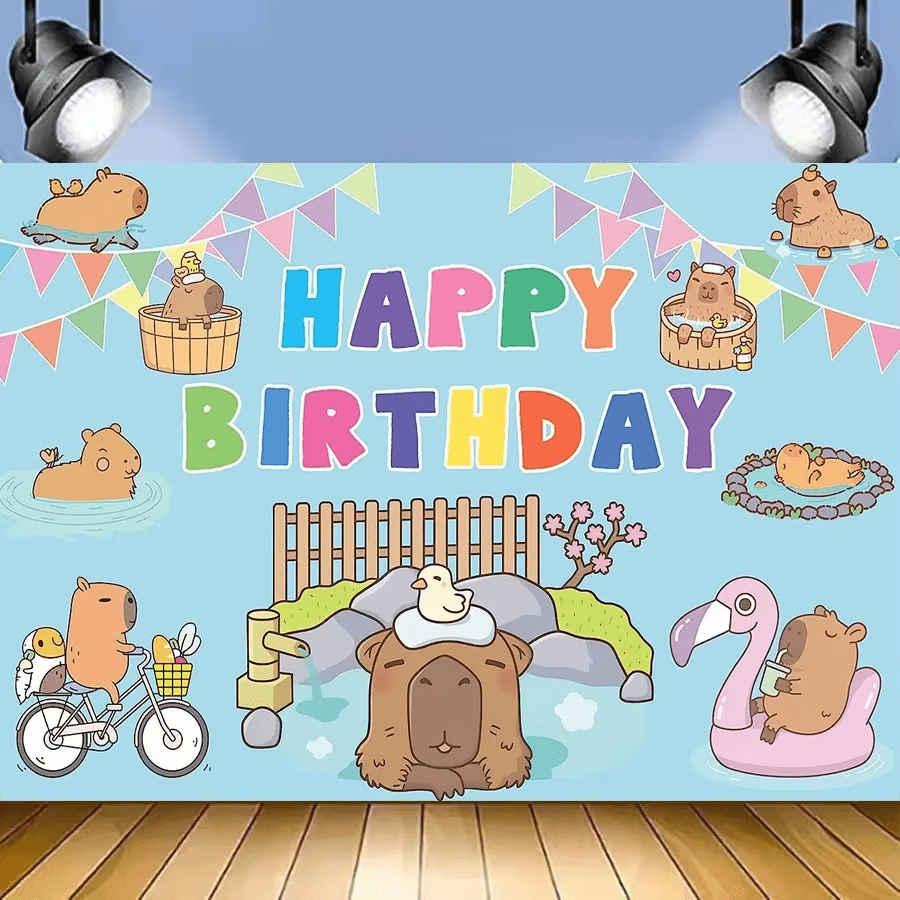 SALQGBUW Capybara Theme Birthday Backdrop | Adorable Animal Party Decor ...
