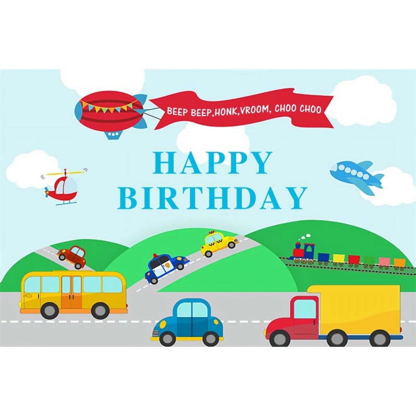 SALQGBUW Cartoon Trains & Cars Birthday Party Decor Backdrop| Transport ...