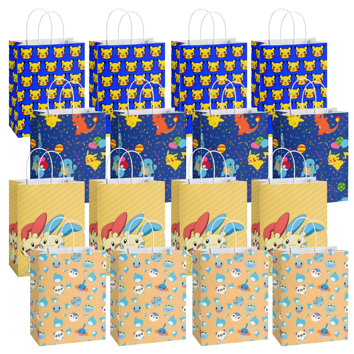 SALQGBUW-Pokemon 16 Pcs Party Paper Gift Bags – Cute Cartoon Favor Bags ...