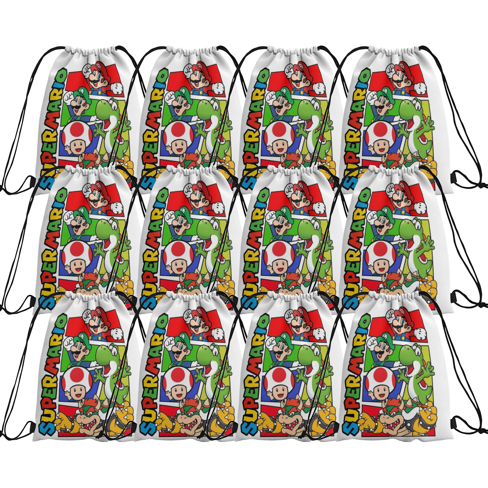 SALQGBUW Super Mario 12 Pack Drawstring Candy Bags – Fun Cartoon Party ...