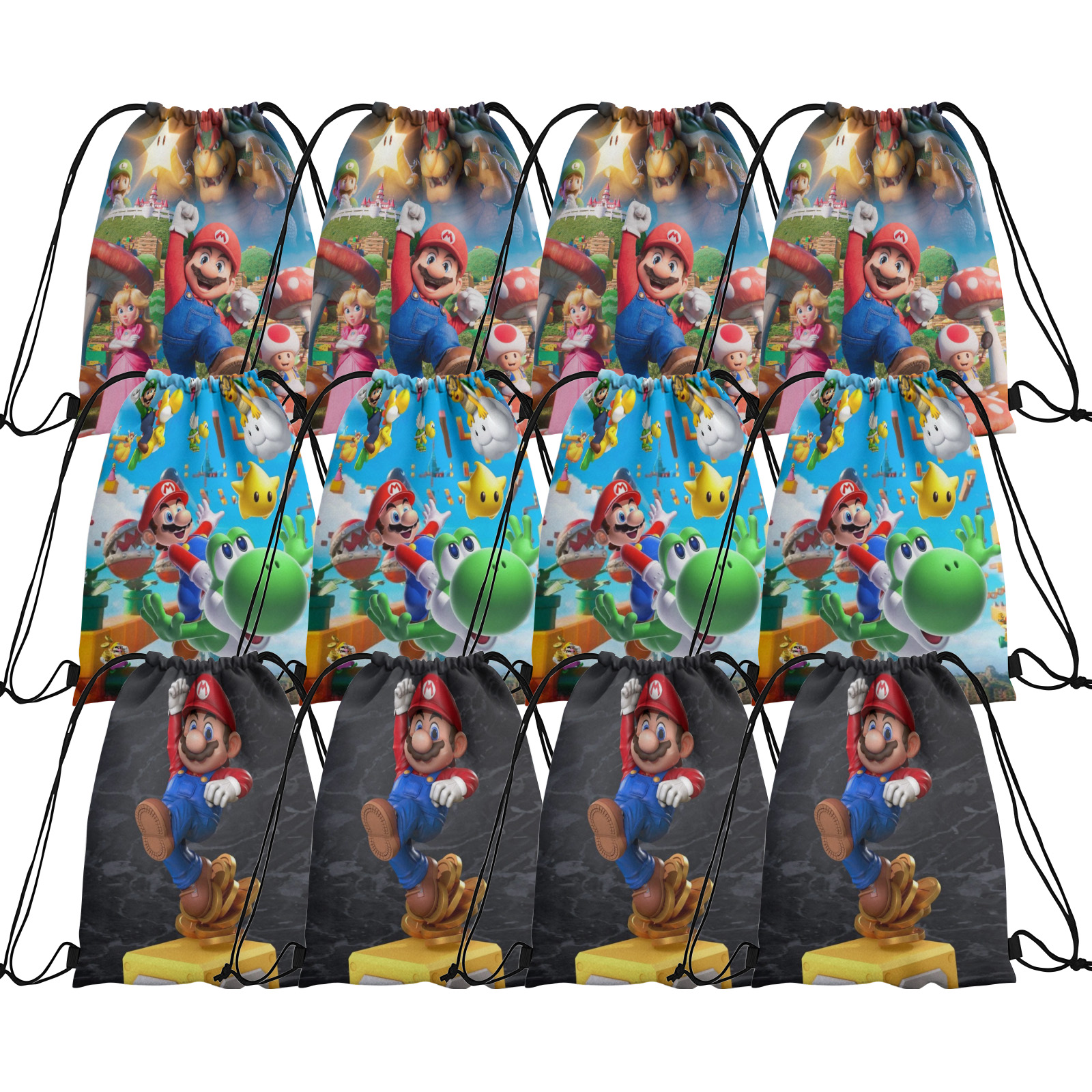 SALQGBUW Super Mario 12 Pack Drawstring Candy Bags – Fun Cartoon Party ...