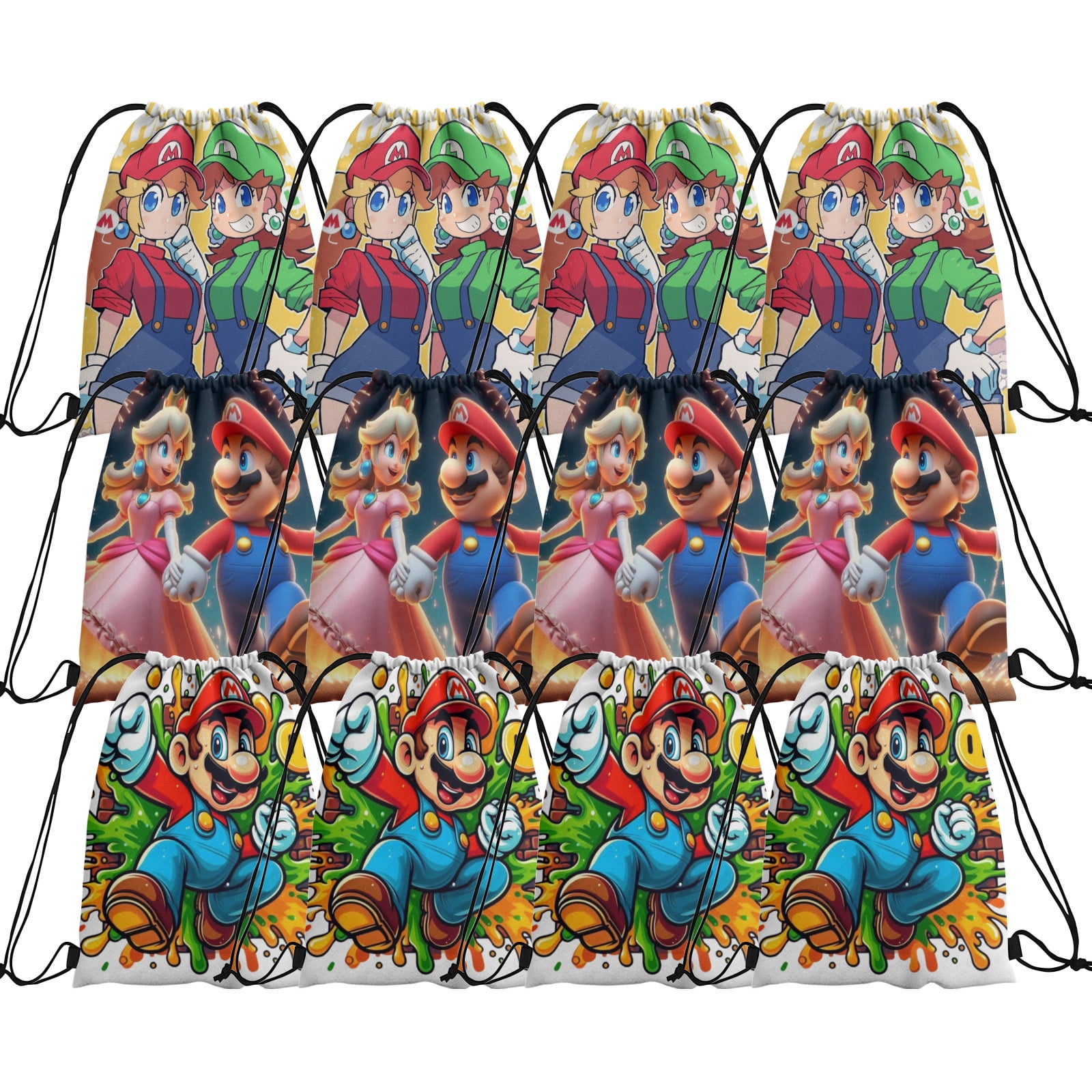 SALQGBUW Super Mario 12 Pack Drawstring Candy Bags – Fun Cartoon Party ...