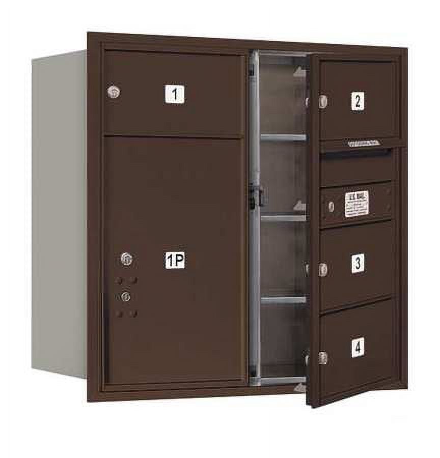 SALSBURY INDTRIES 3708D-04ZFP Horiz Mailbox,Prvt,5Dr,Bz,FL,30-1/2in ...