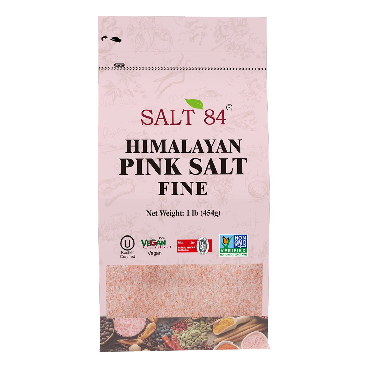 SALT 84 Himalayan Chef MFF30 Pink Salt, Fine Grain, 1 Pound (Pack of 1 ...
