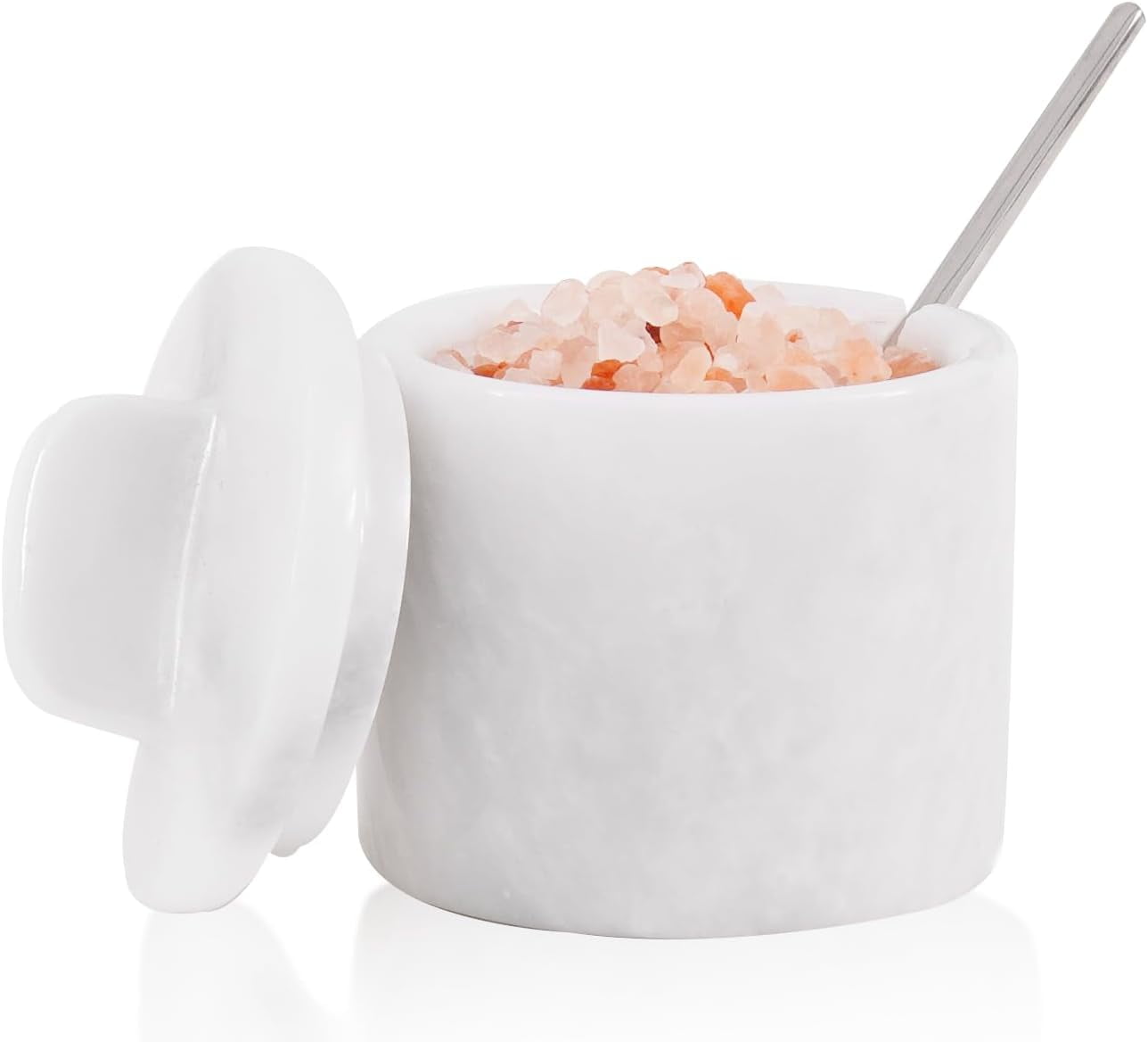 Radicaln White Marble 3" Salt Cellar with Lid and Spoon – Elegant ...