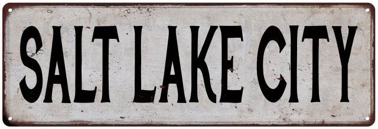 SALT LAKE CITY Vintage Look Rustic Metal 6x18 Sign City State ...
