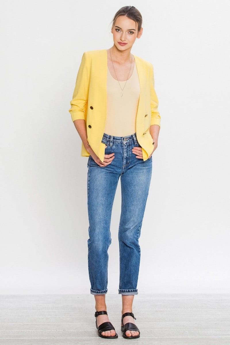 SALT & PEPPER Split Back Jacket with 3/4 Sleeves and Button Detail ...