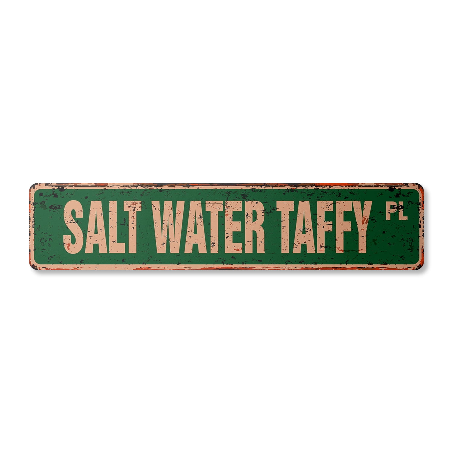 SALT WATER TAFFY Vintage Plastic Street Sign candy treat caramel sweet ...