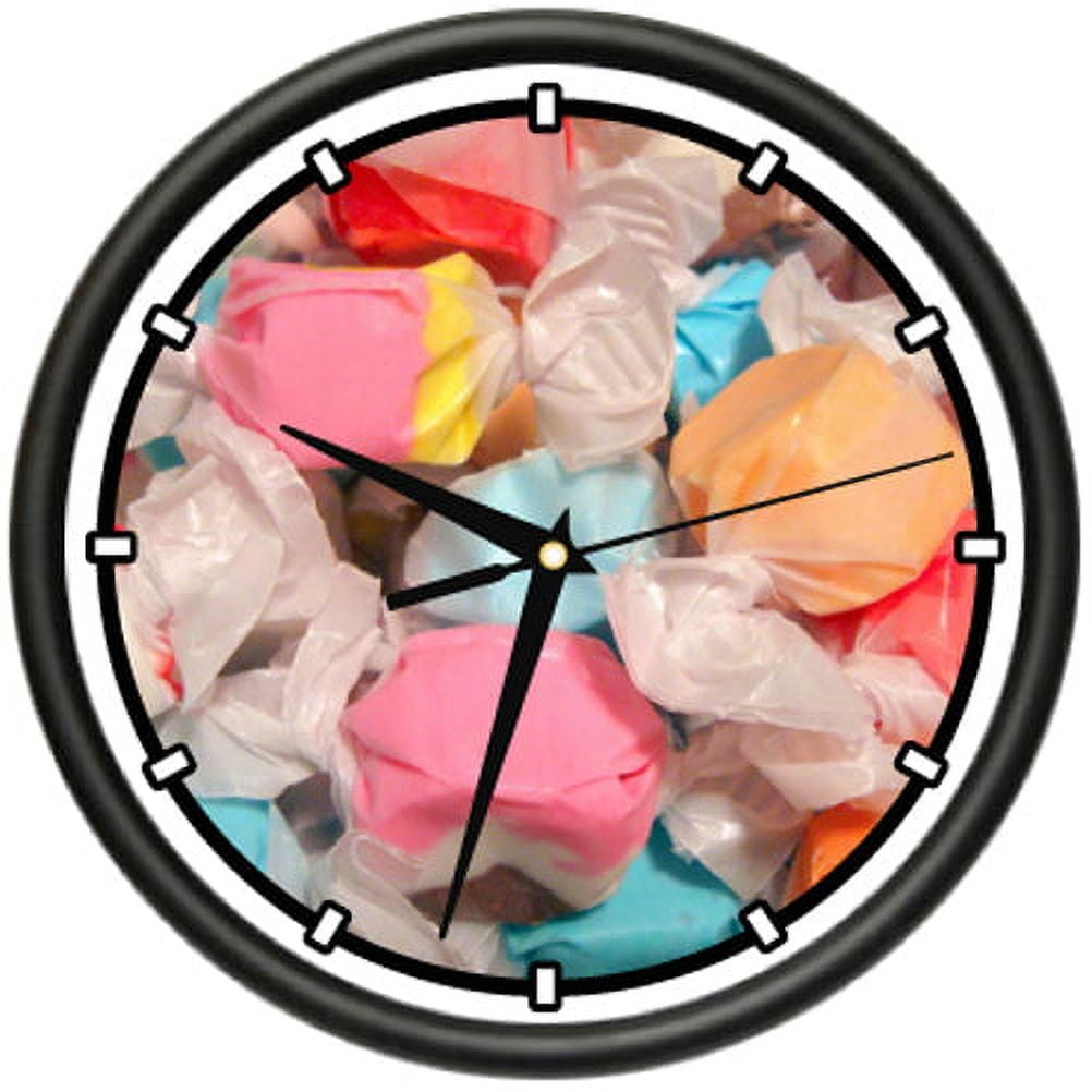 SALT WATER TAFFY Wall Clock colorful candy children kids candy store ...