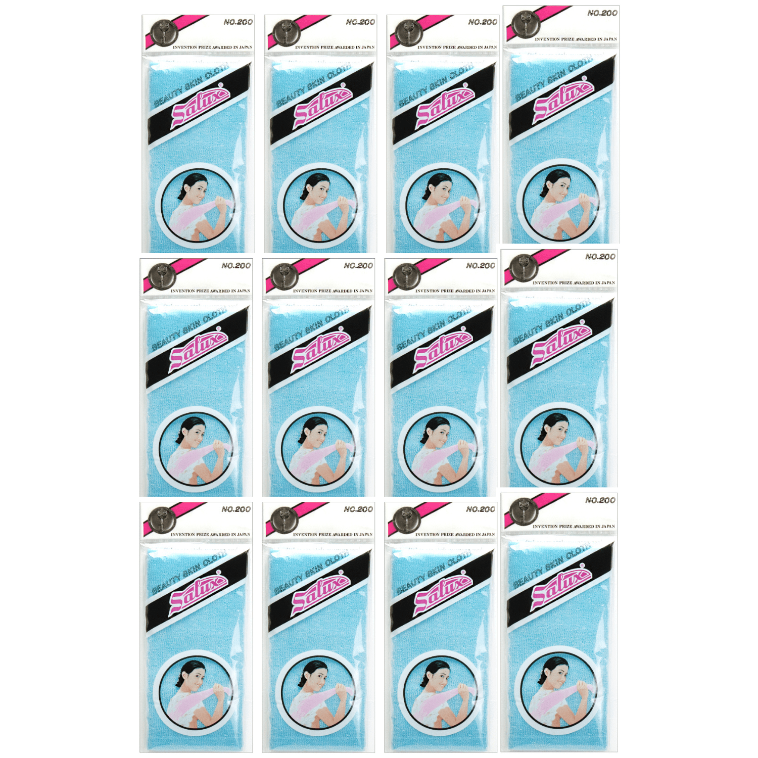 SALUX Nylon Japanese Beauty Skin Bath Wash Cloth/Towel, Blue, 12PC ...
