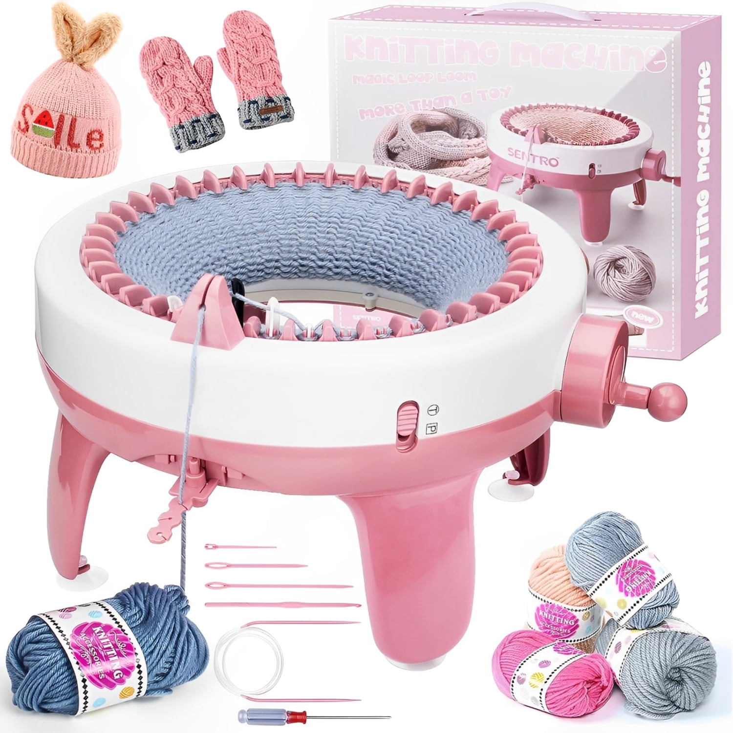 SALYWEE 40 Needle Smart Round Board Rotary Knitting Loom — DIY Creative ...
