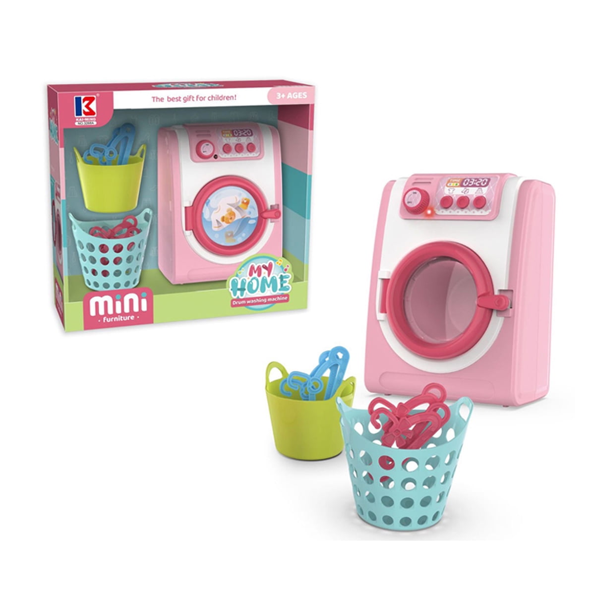 SALYWEE Play Kitchen Set for Kids, Washing Machine Toy Play Kitchen ...