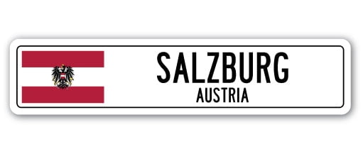 SALZBURG AUSTRIA Street Sign Austrian flag city country road wall gift ...