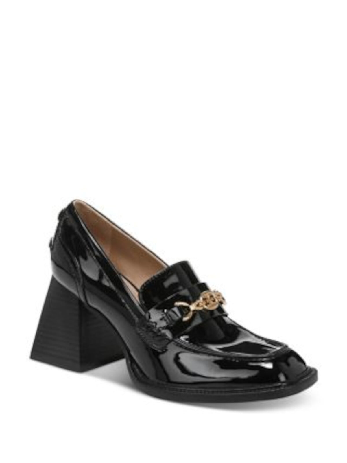 SAM EDELMAN NEW YORK Womens Black Chain Accent Padded Quincy Square Toe ...