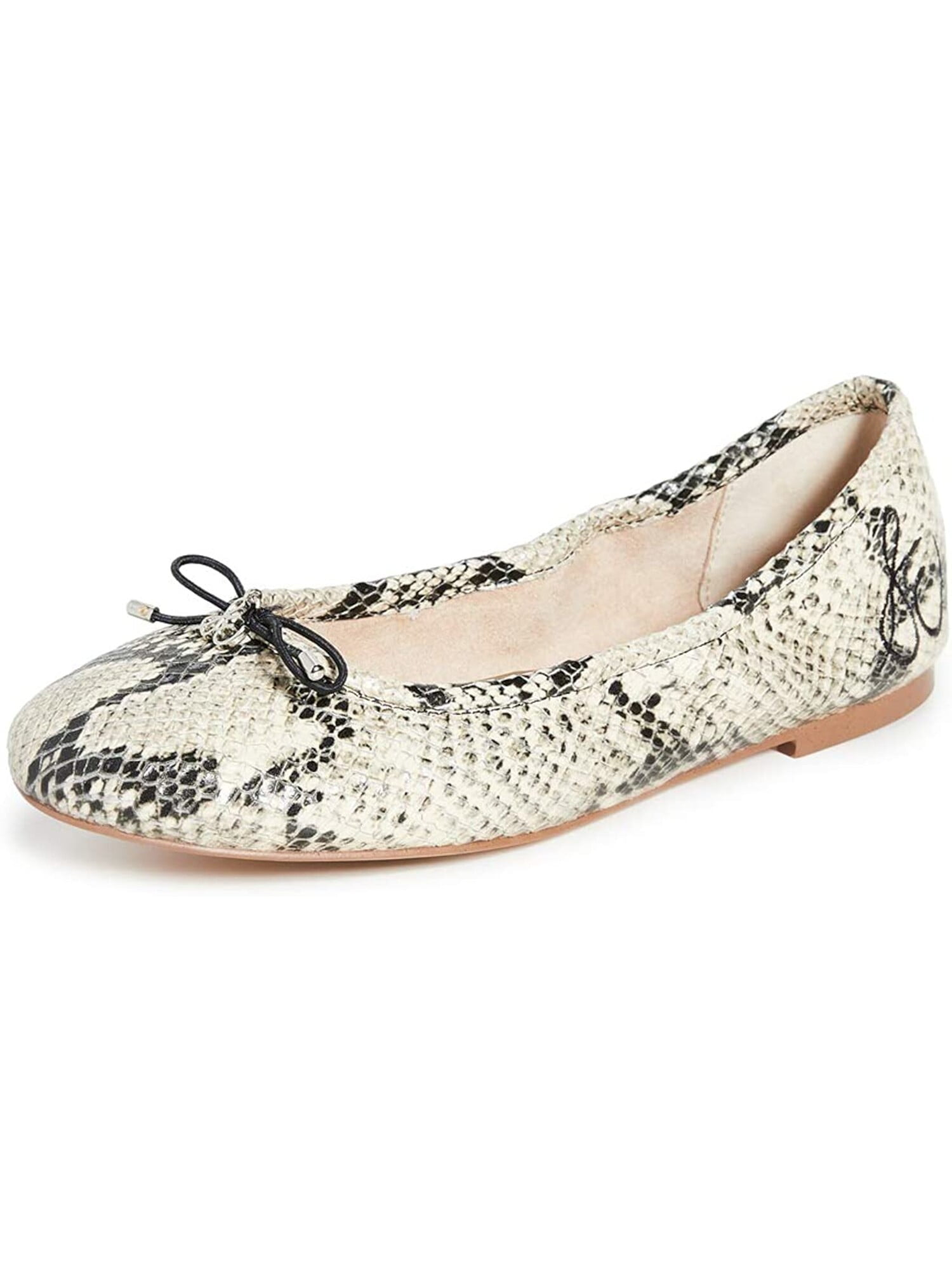 SAM EDELMAN Womens Beige Snakeskin Comfort Logo Charm Cushioned Bow ...