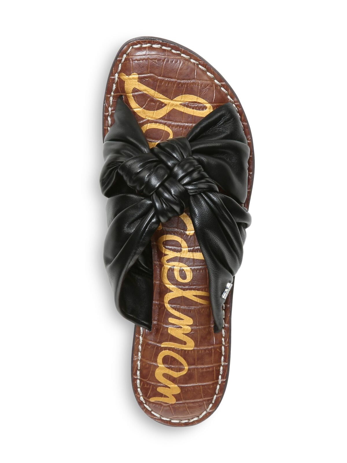 SAM EDELMAN Womens Black Croc Knot Detail Padded Garson Round Toe Slip ...