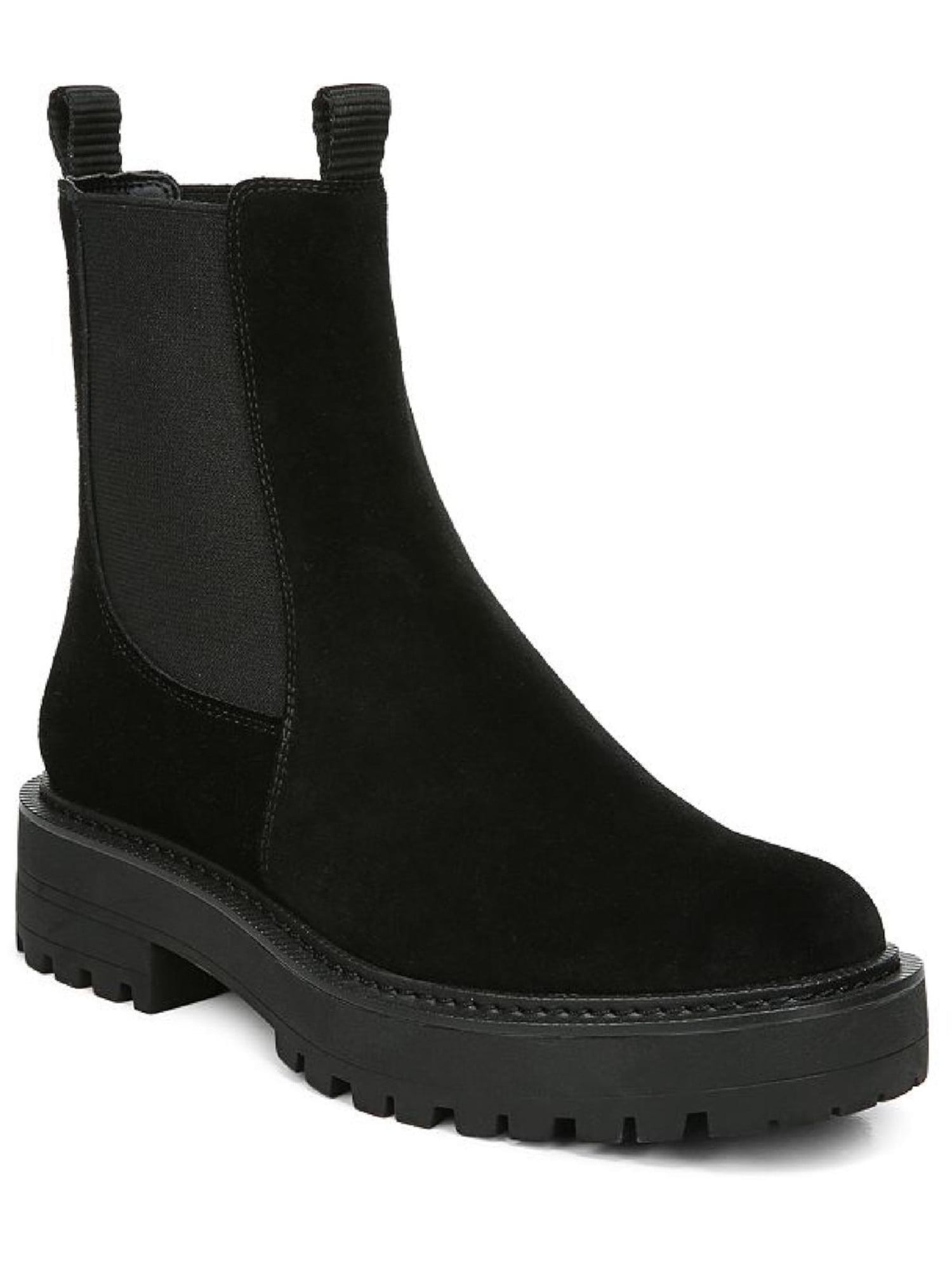 SAM EDELMAN Womens Black Lug Sole Waterproof Goring Laguna Block Heel ...