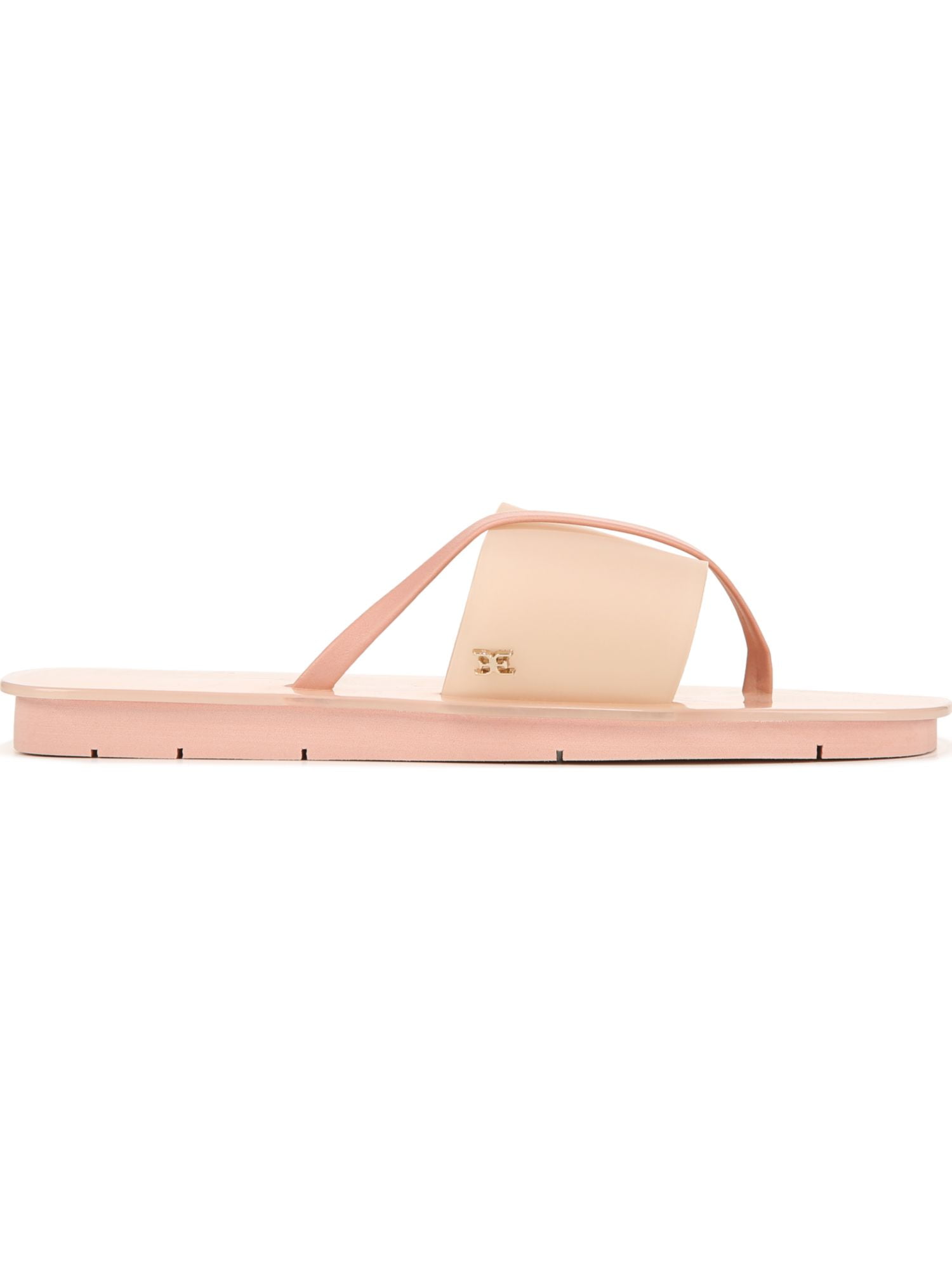 SAM EDELMAN Womens Blush Pink Semi-Opaque Flip-Flop Logo Luciana Round ...