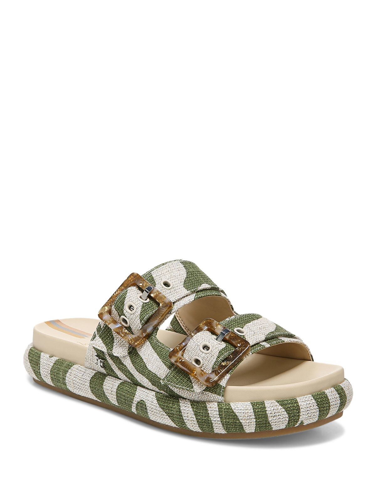 SAM EDELMAN Womens Green Zebra Logo Detail Goring Strap Buckle Accent ...