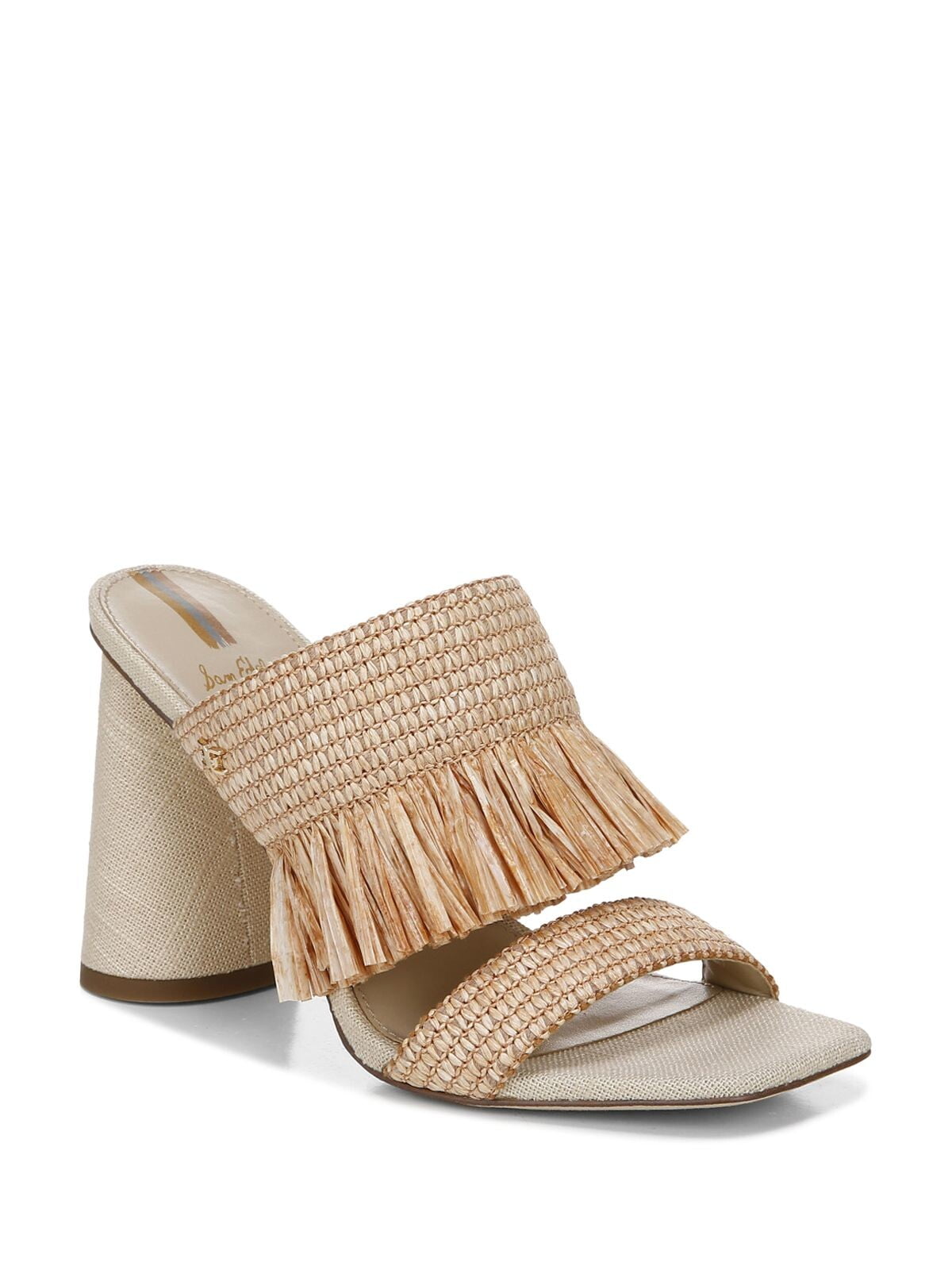 SAM EDELMAN Womens Pink Woven Fringed Padded Kamryn Square Toe Flare ...