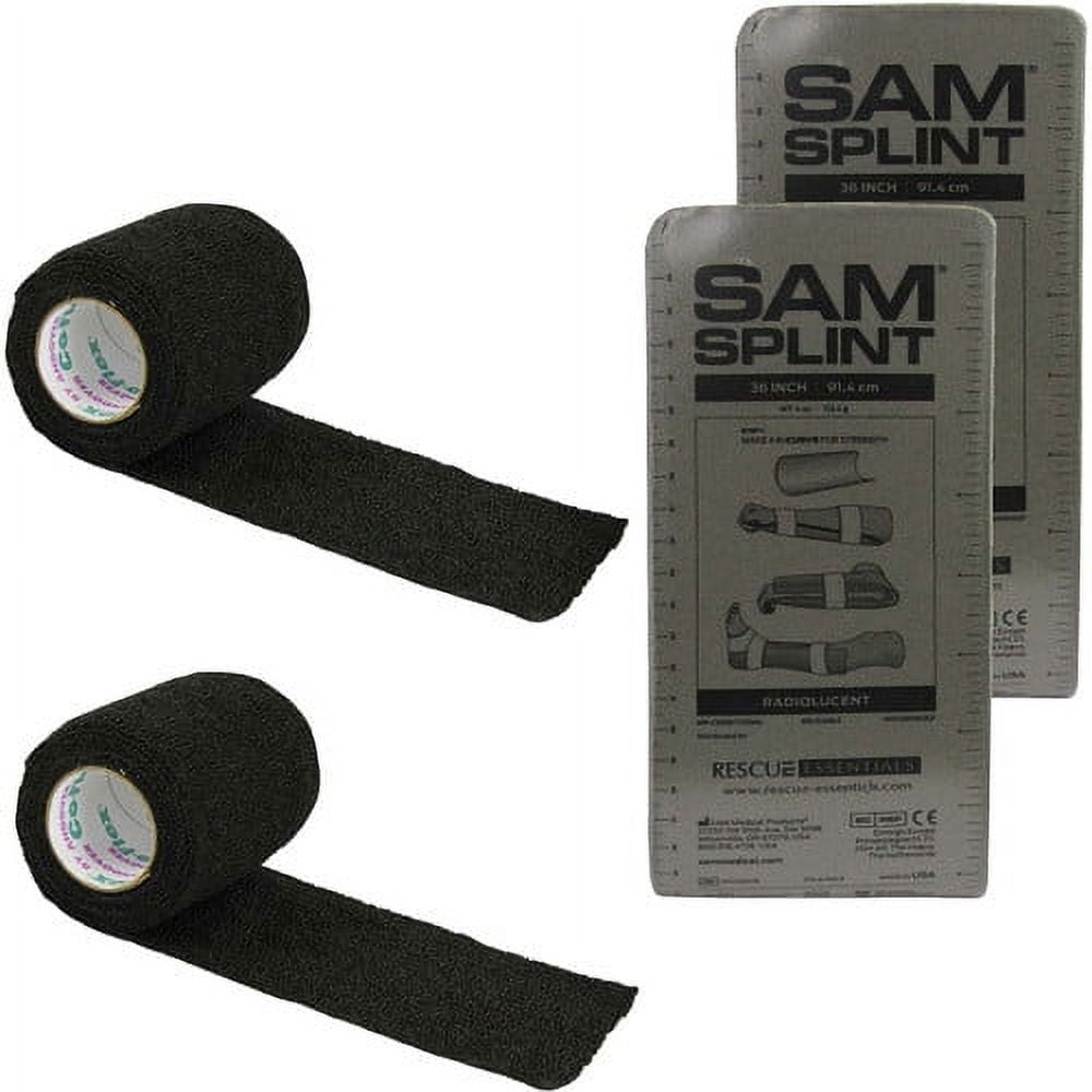 SAM Splint Combo Pack (2 Gray 36" Flat SAM Splints & 2 Black Cohesive ...