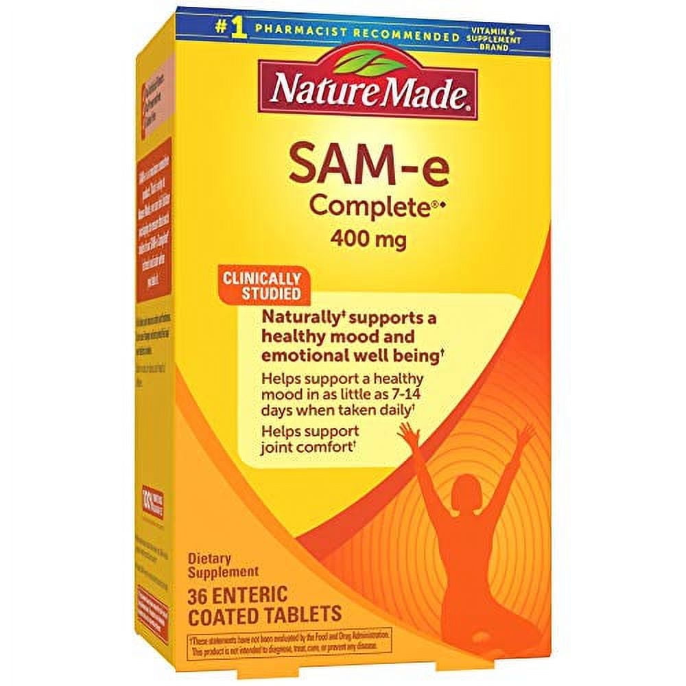 Nature Made SAM-e Complete 400 mg Tablets, Dietary Supplement for Mood ...