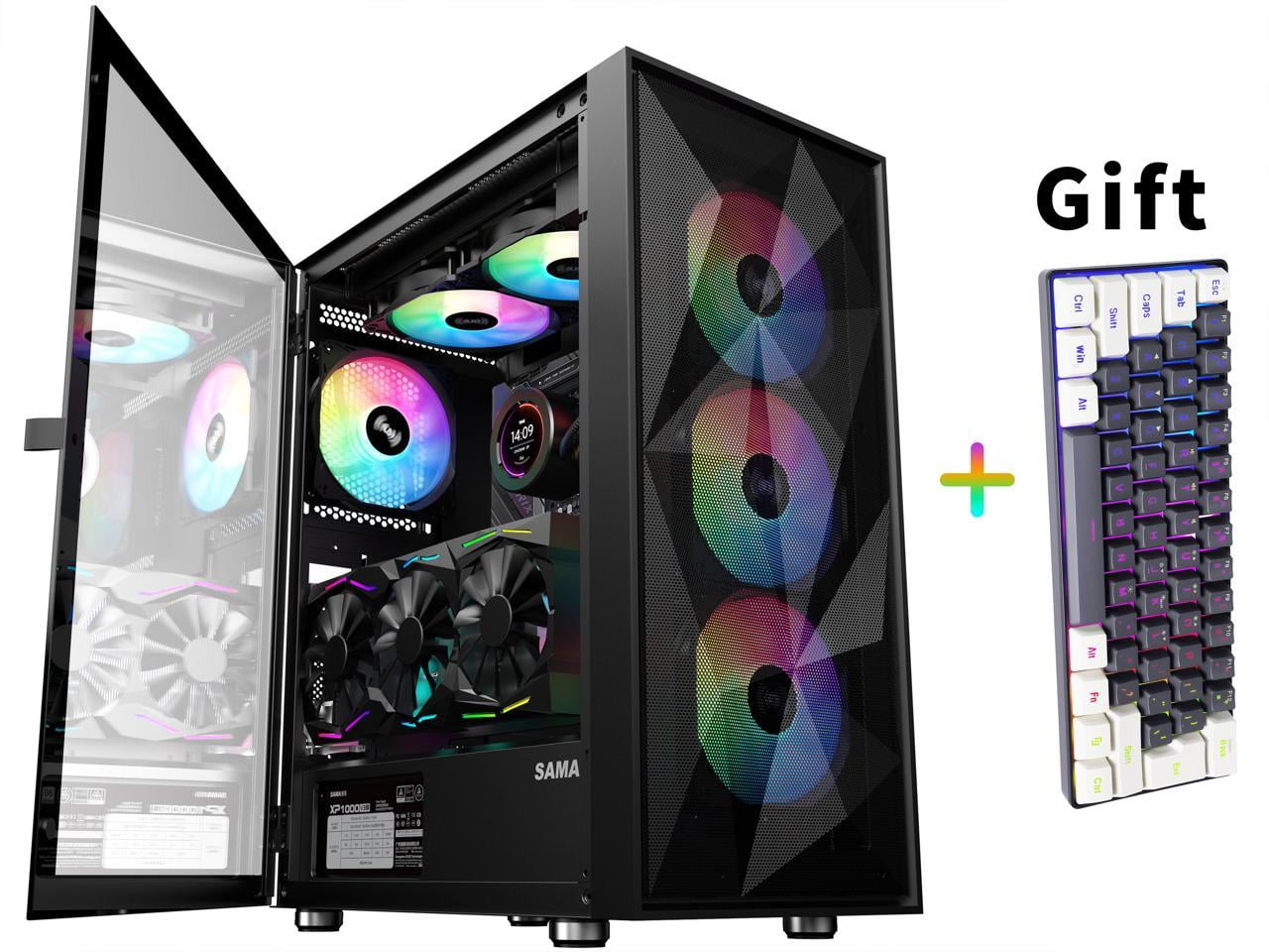 SAMA 3509 ATX Mid Tower Gaming Computer Case, Tempered Glass, 4 x ARGB ...
