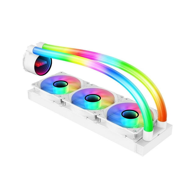 SAMA 360mm ARGB CPU Liquid Cooler with Infinity Mirror, PWM Fan, White ...