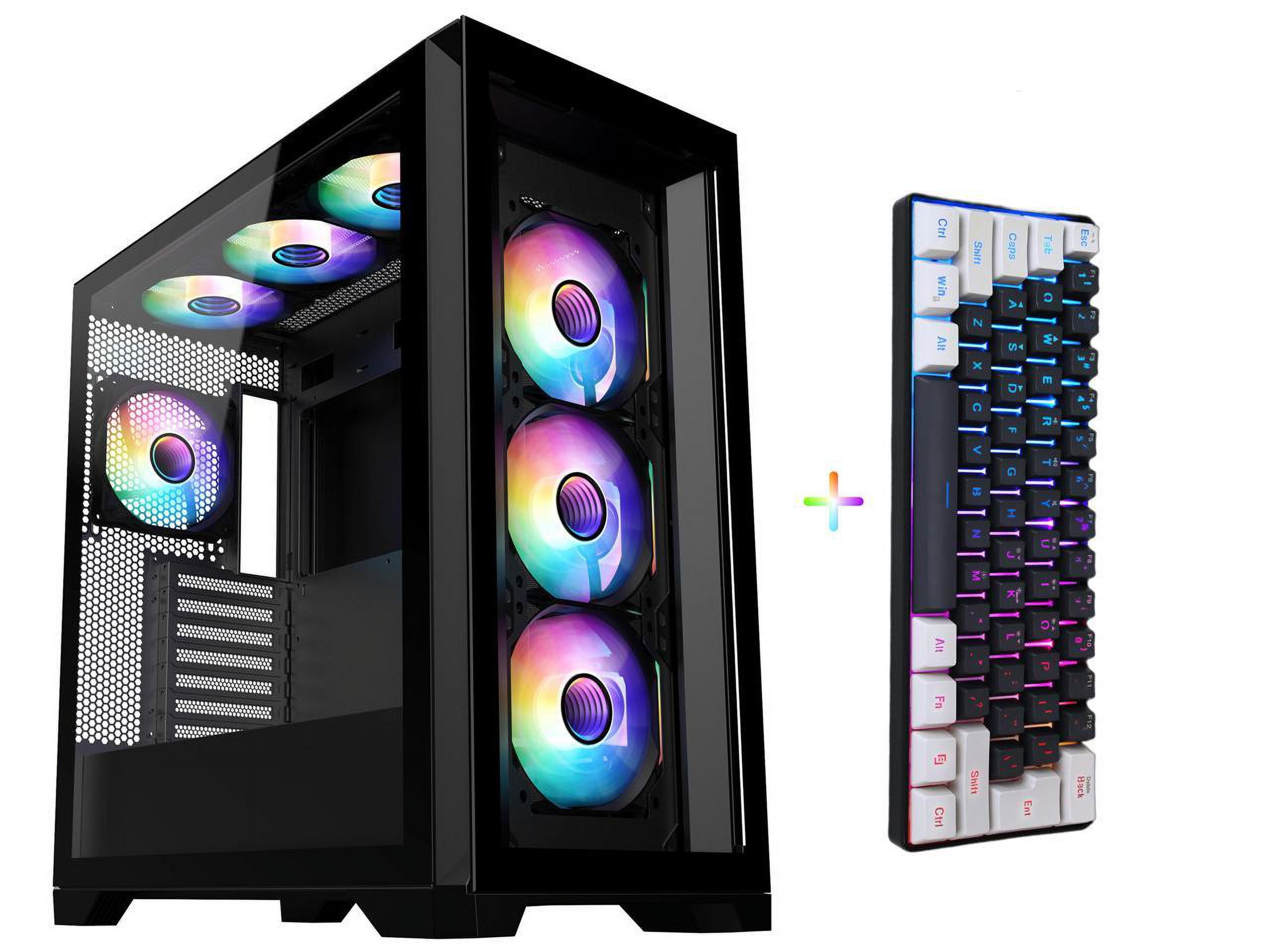 SAMA 4502 Type-C USB3.0 Tempered Glass ATX Mid Tower Computer Case w/ 1 ...
