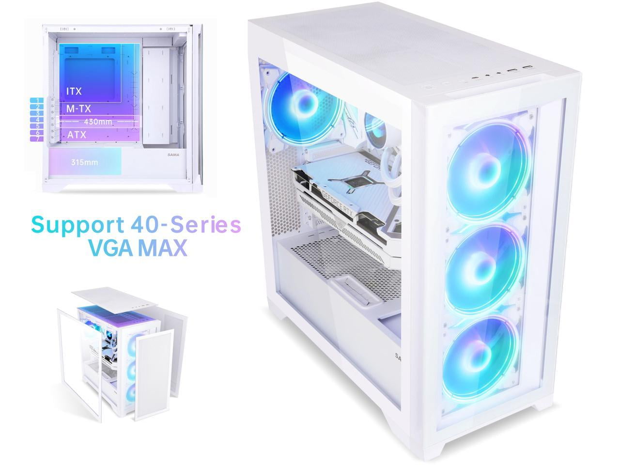 SAMA ATX Case 4501 White Computer case ARGB MICRO-ATX Tower with Four ARGB Fans Unique Side ...