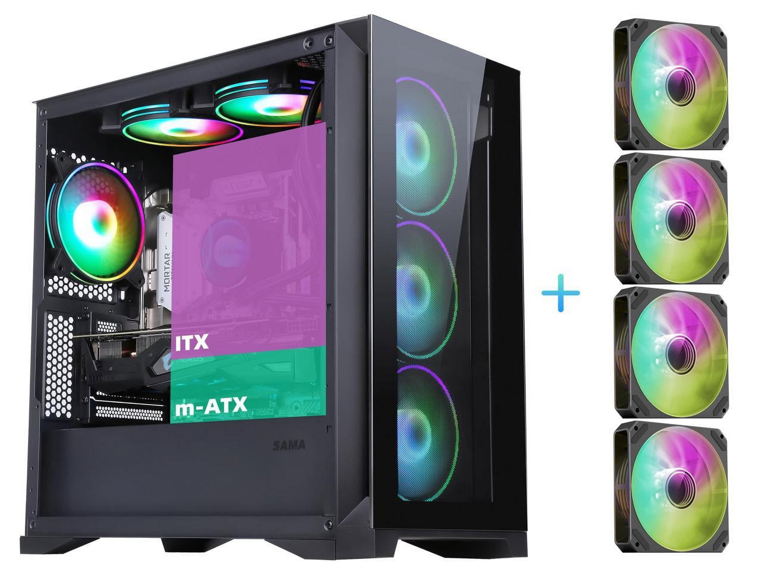 SAMA MATX/ITX AM07 Tempered Glass Micro-ATX Mid Tower Computer Case ...