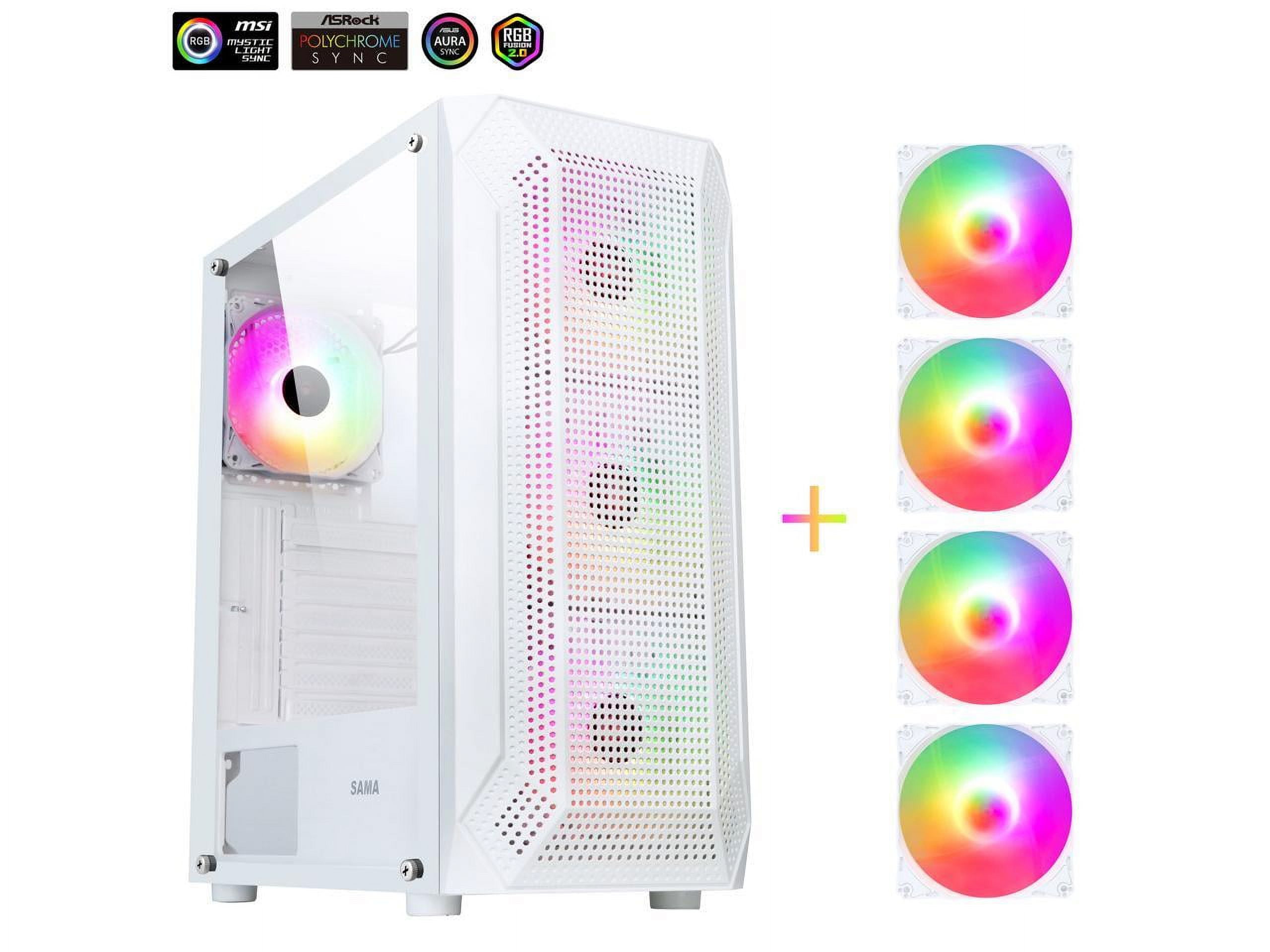 SAMA SAMA-Z4 White Steel / Tempered Glass ATX Mid Tower Computer Case w ...