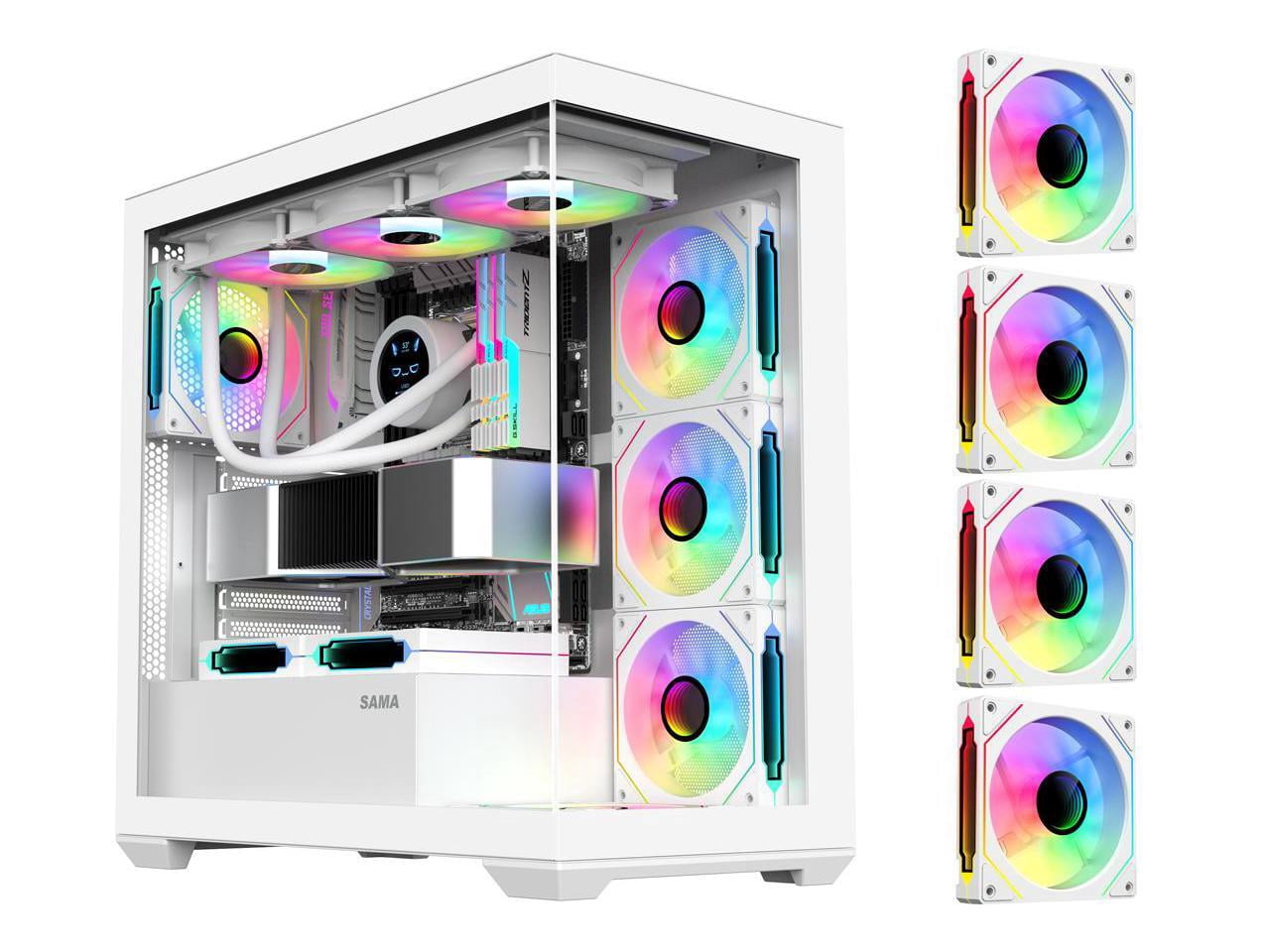 SAMA SV01 Gaming PC Case Computer Mid Tower ATX Case White with 4 ...