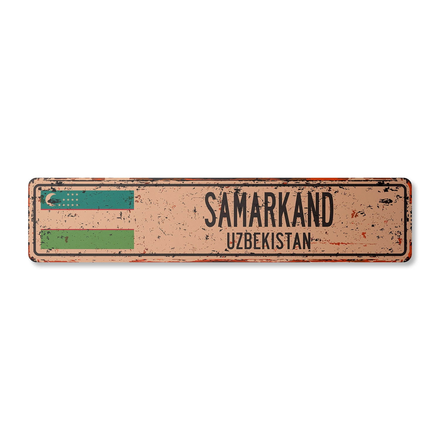 SAMARKAND UZBEKISTAN Vintage Plastic Street Sign Uzbek Uzbekistani flag ...