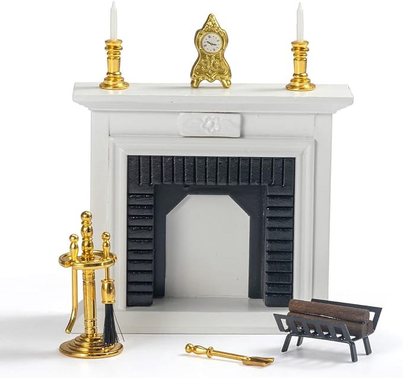 SAMCAMI Wooden Dollhouse Furniture Fireplace Set - Doll House Furniture ...