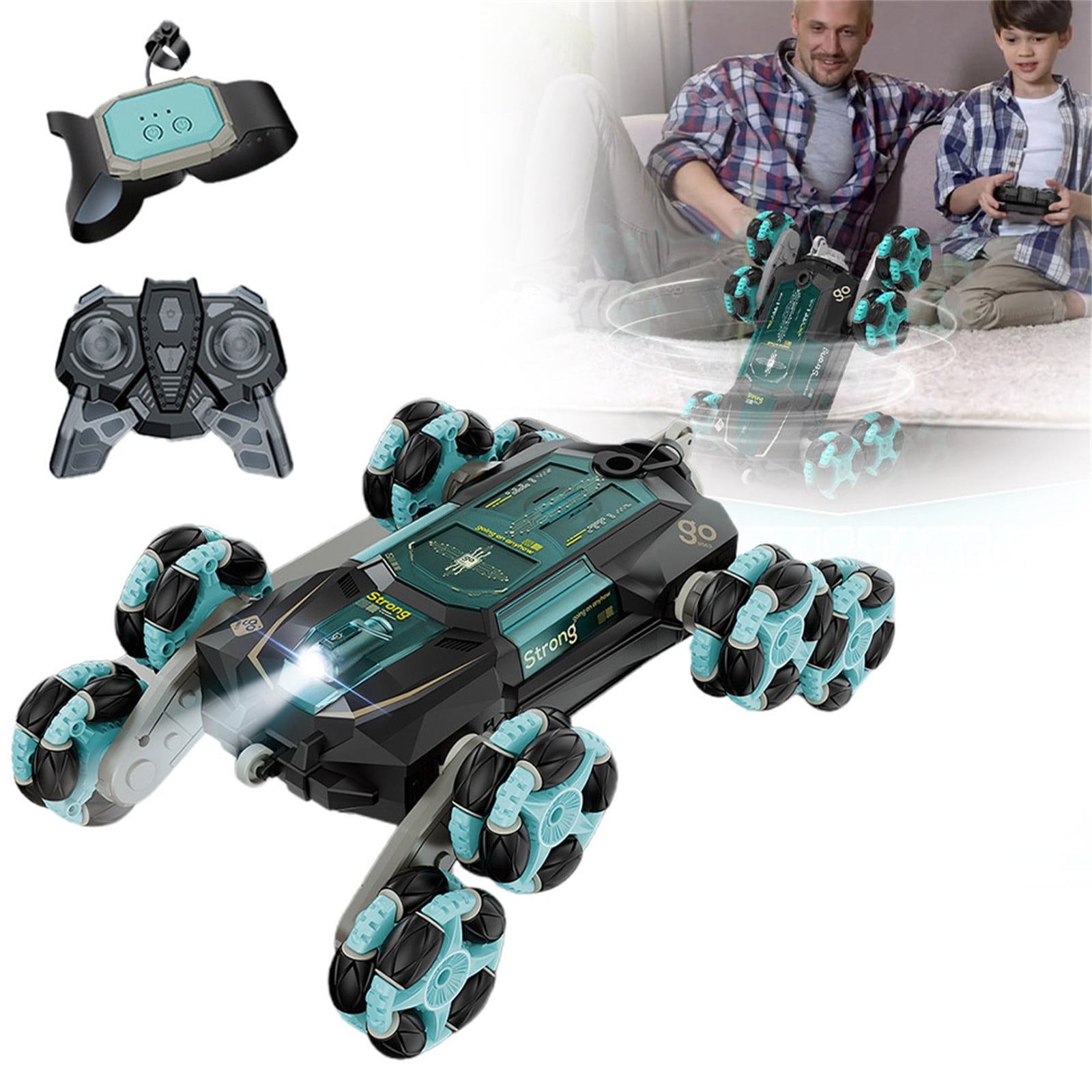 SAMCIYU Remote Control Car，RC Gesture Control Stunt Car，4 WD，360掳 Rotation with Lights and Music ...