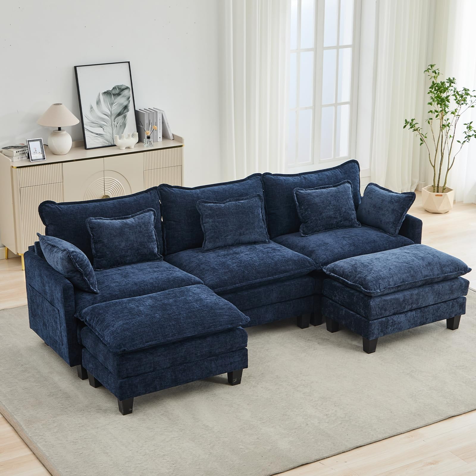 SAMERY Modular Sectional Sofa, 113" U Shaped Couch Set for Living Room ...