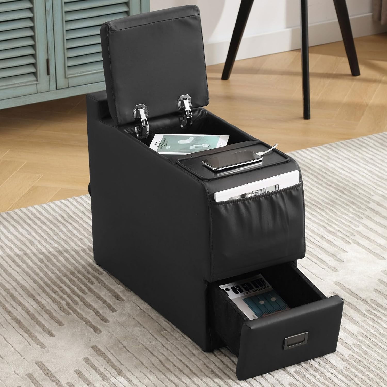 SAMERY Multi-Functional Modern Recliner Side Table End Table Console ...