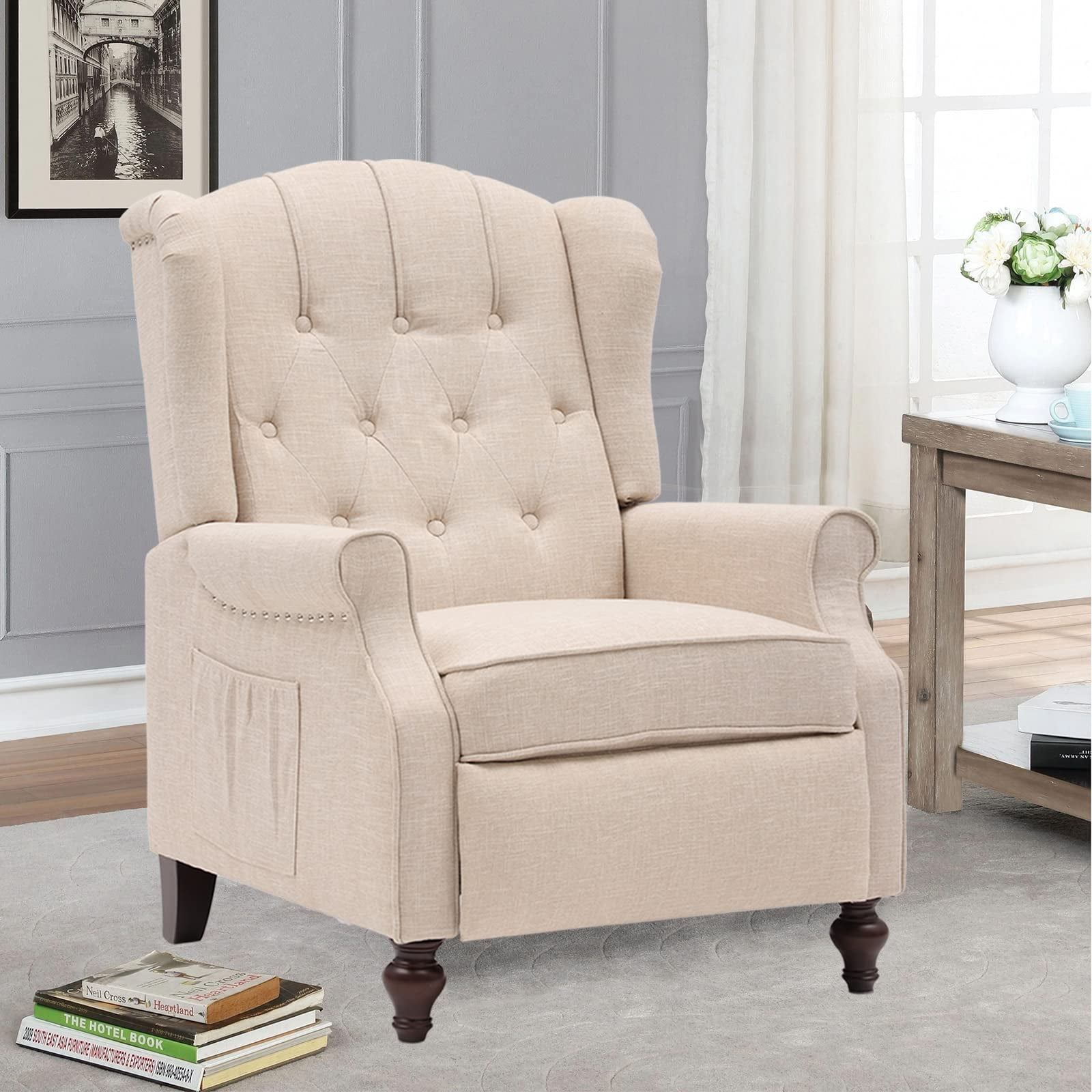 SAMERY Wingback Recliner Chair with Massage and Heat, Accent Chair Push ...