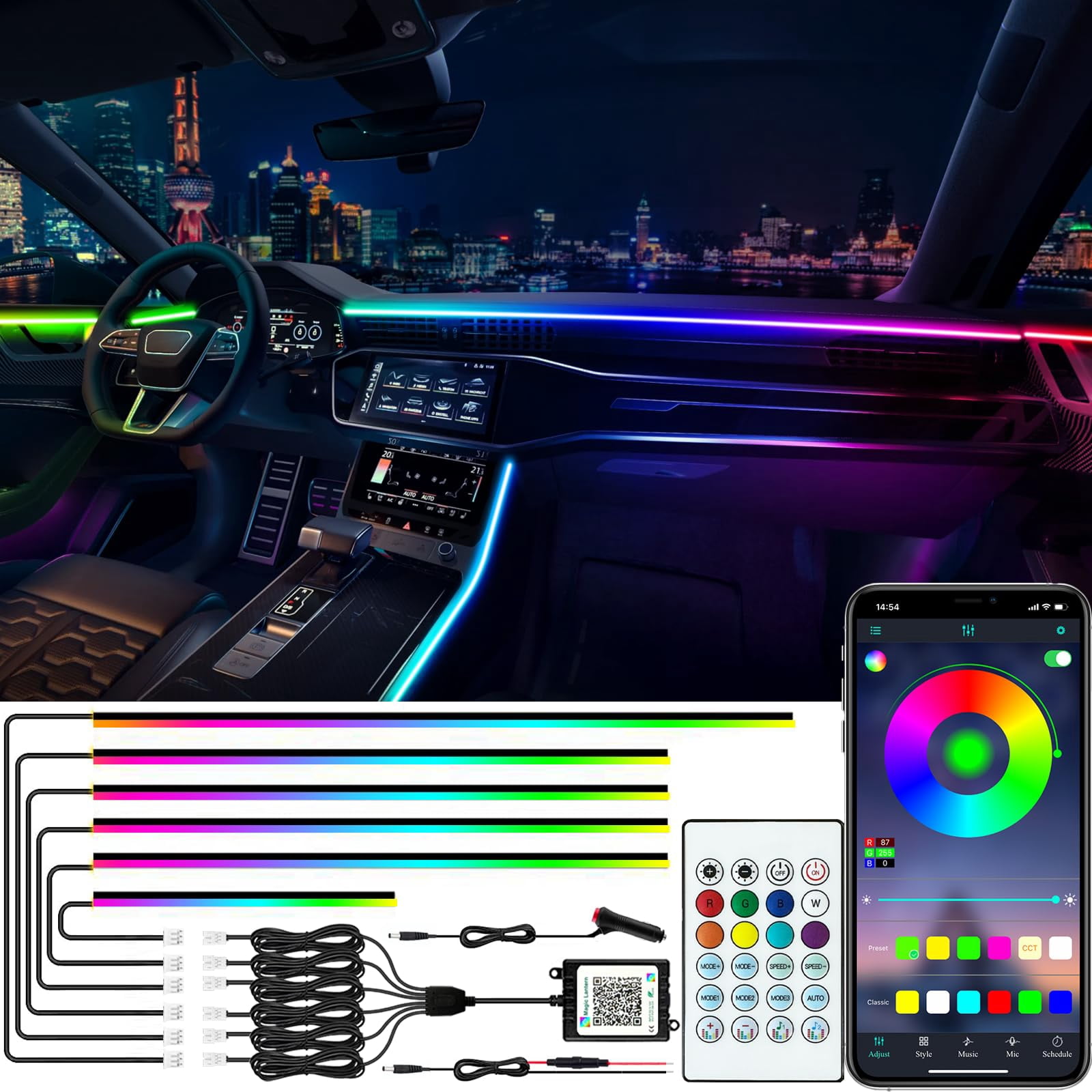 SAMGCHI Dreamcolor Acrylic Interior CM31 Car Lights, Car LED Strip ...