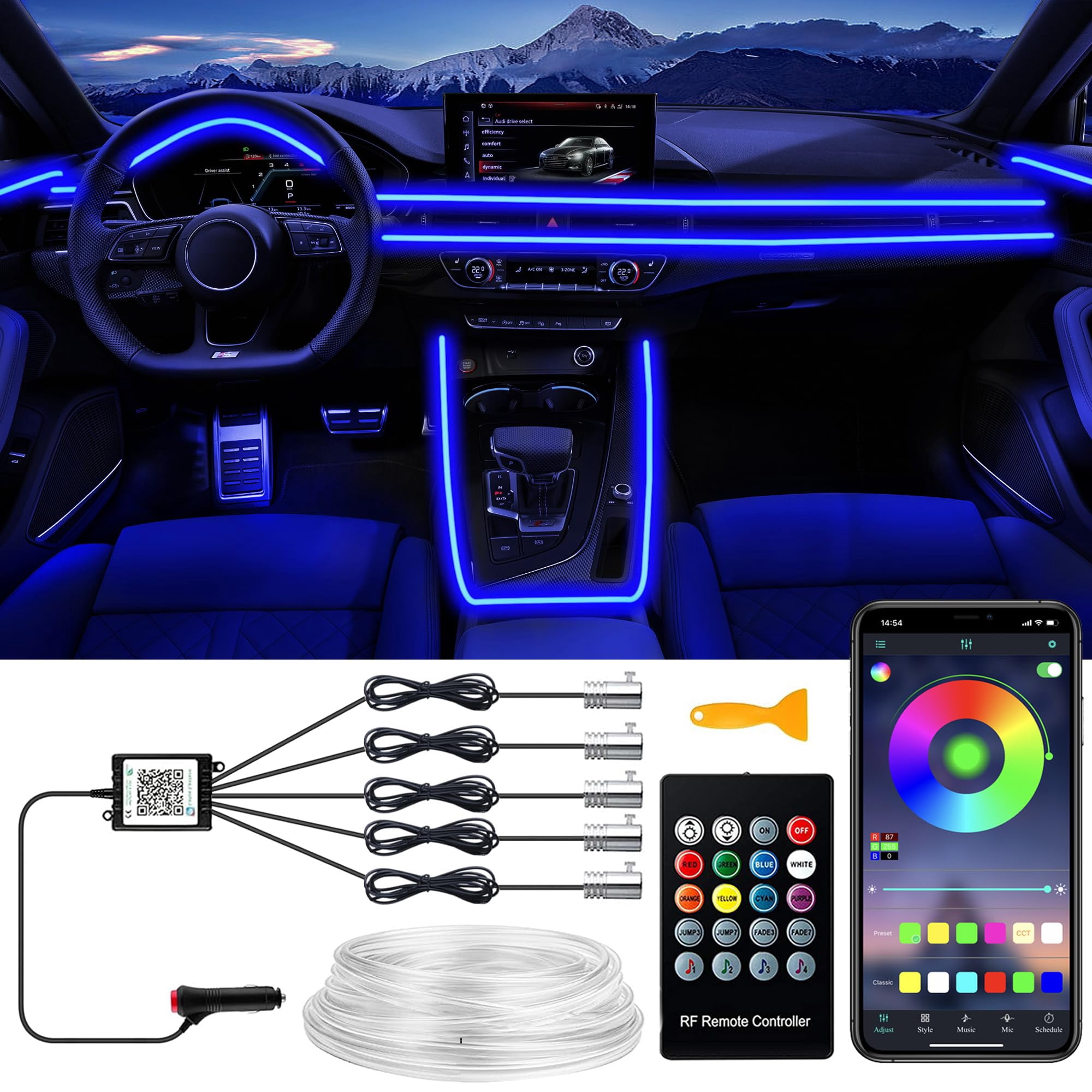 SAMGCHI Interior Car Lights, IFF17 5 in 1 Ambient Lighting Kits with ...