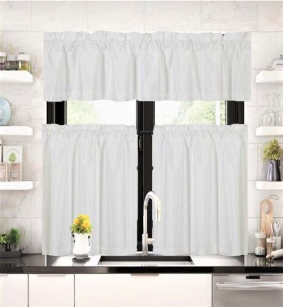 SAMIMPORT-2011 Ivory Faux Silk Rod Pocket Kitchen Window Curtains ...