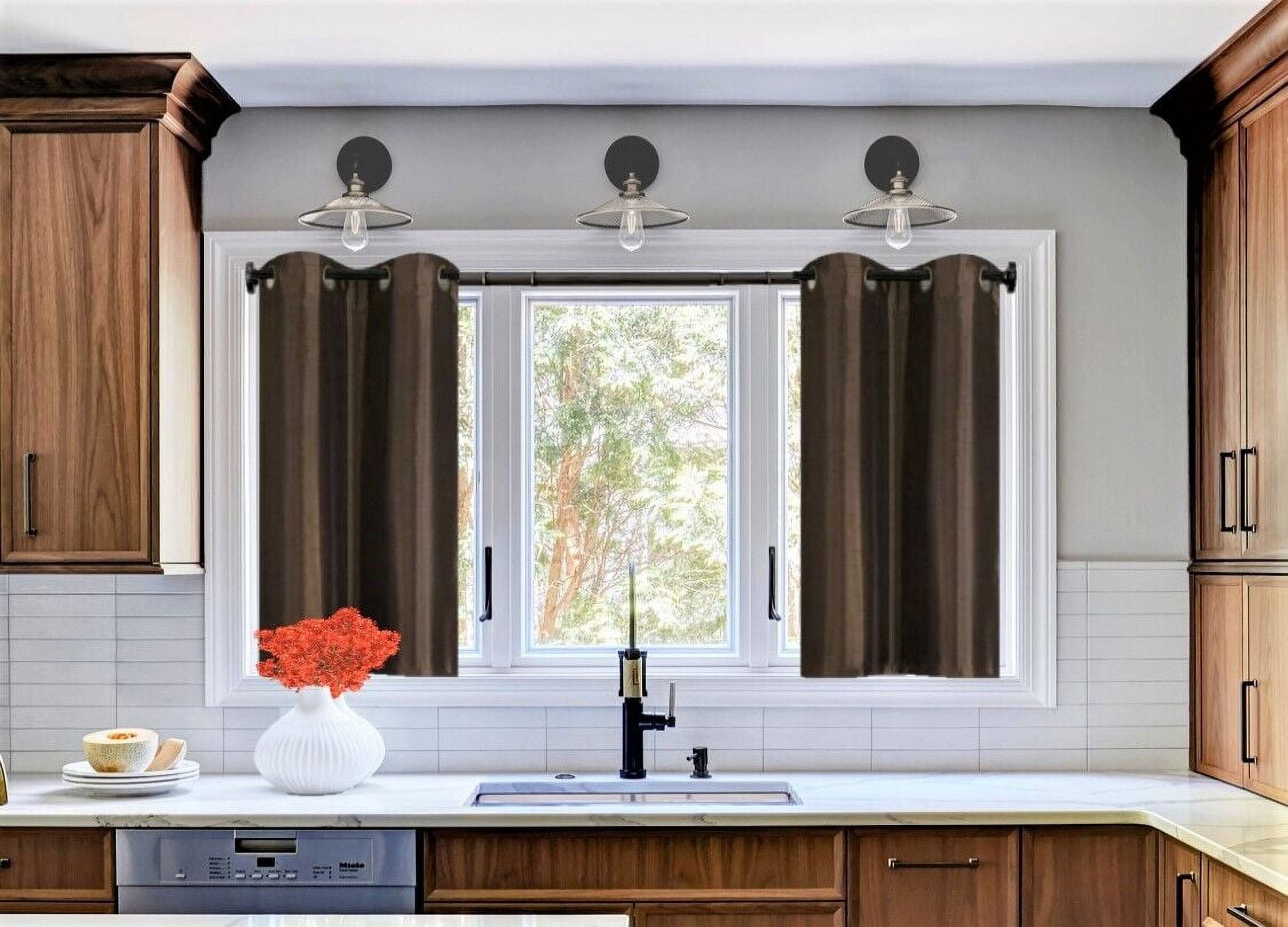 SAMIMPORT-2011 Privacy Brown Grommet Blackout Kitchen Curtains, 30 x 36 ...