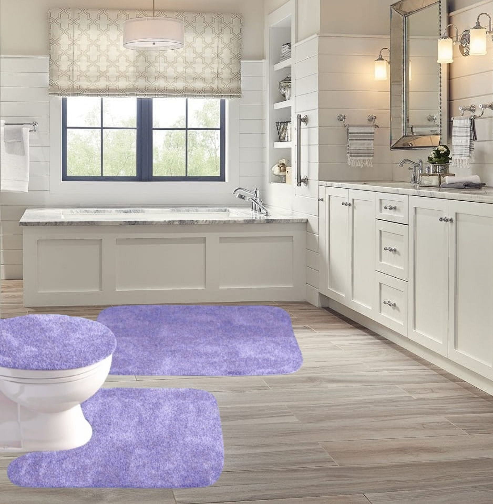SAMIMPORT-2011 Purple Polyester Bath Rug Set, Non-Slip (3-Piece ...