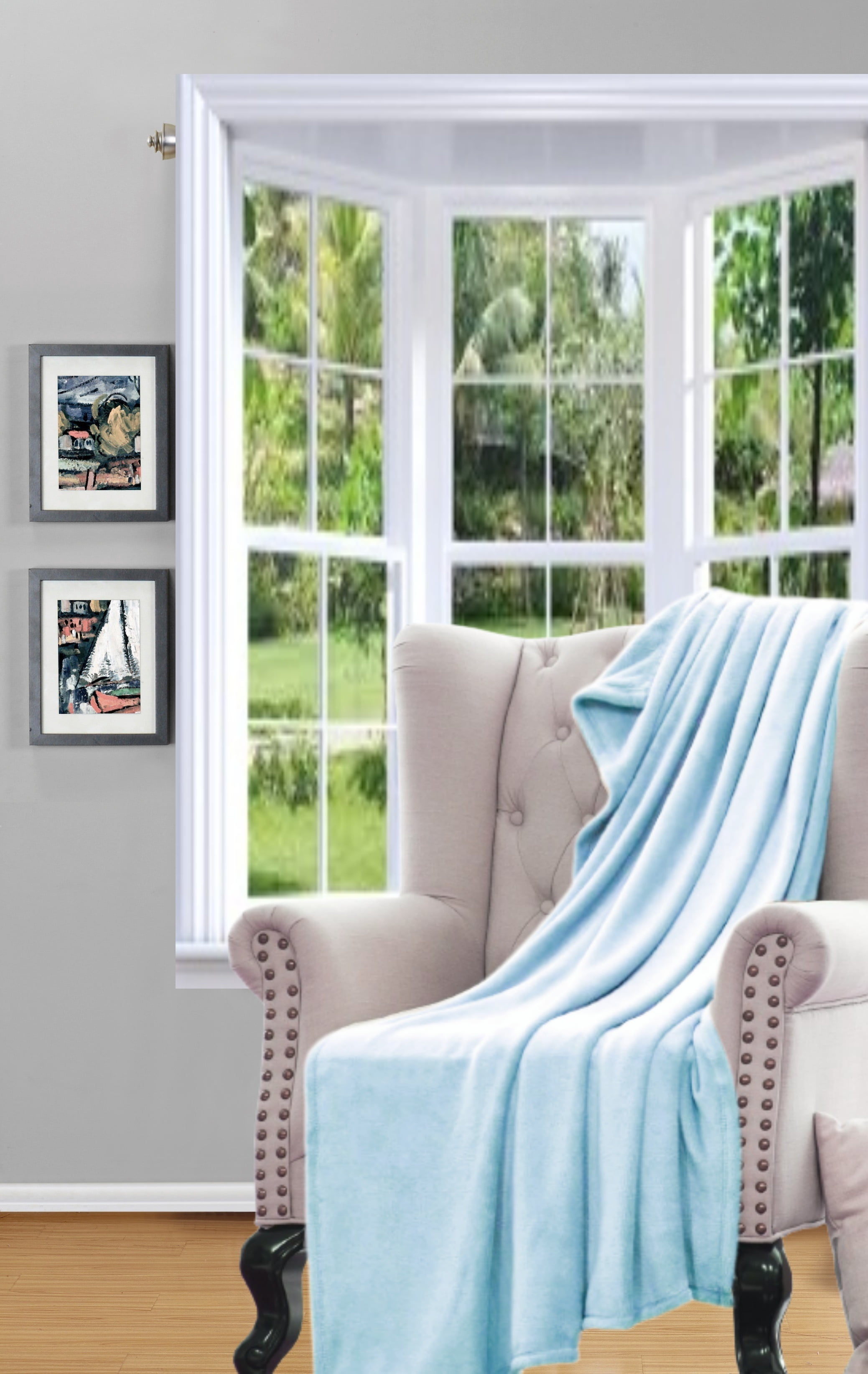 "MicroLight Plush Solid Fleece Throw Blanket, Ultralight, Light Blue ...