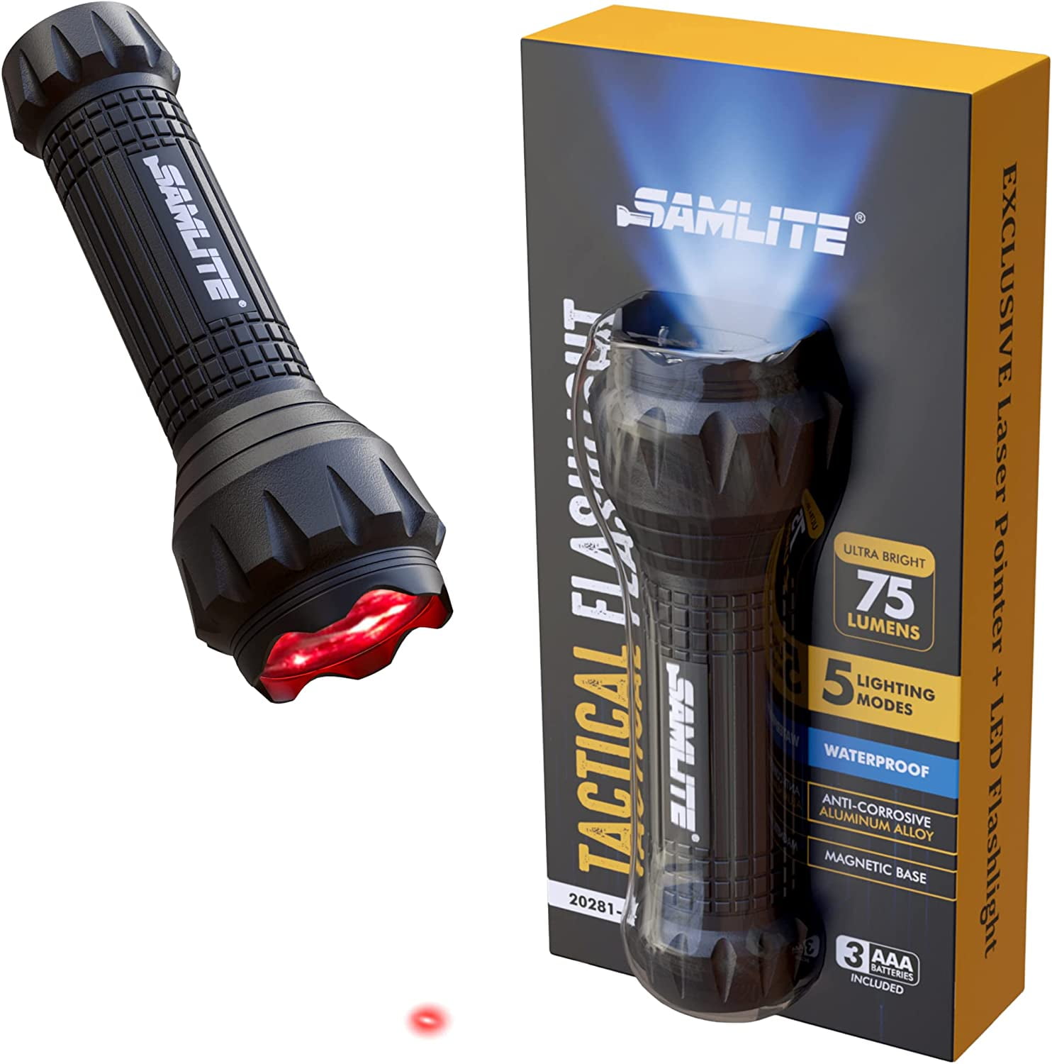 SAMLITE- LED Tactical Flashlight with 5 Options, Bright LED Light ...