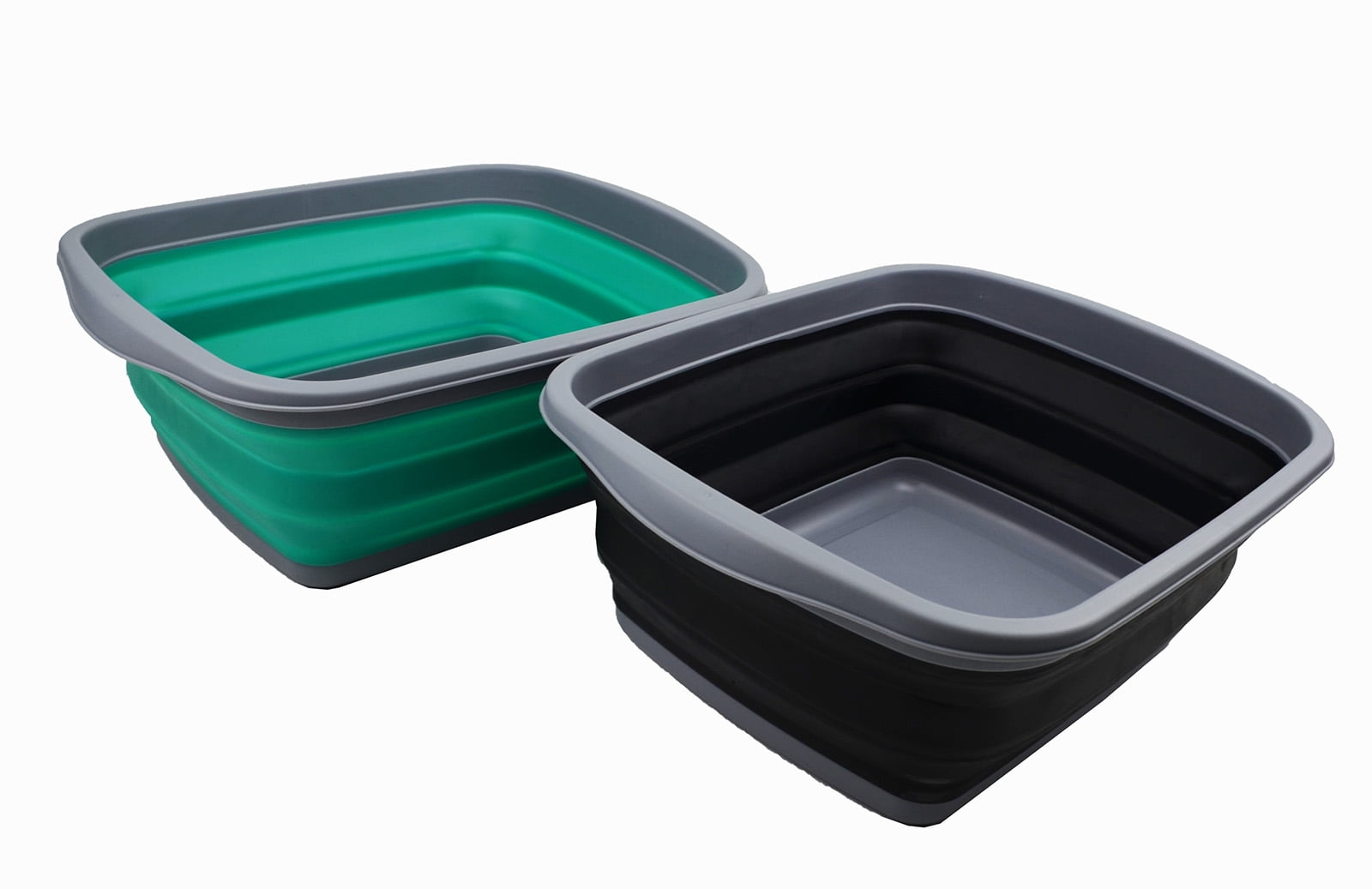 SAMMART Set of 2 Collapsible Dish Washing Tubs - Foldable Pop-up Bucket ...
