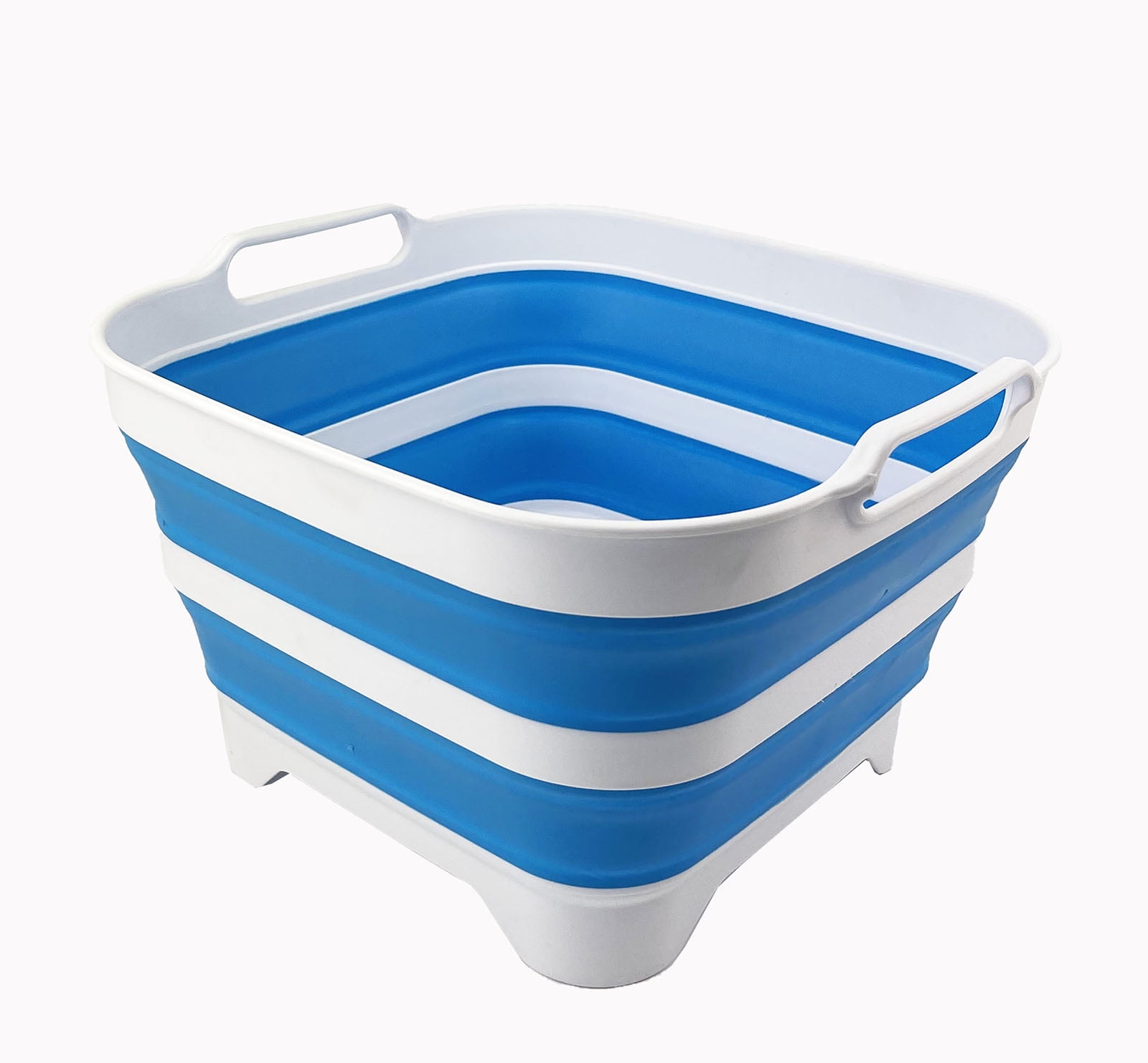 Sammart 10L Collapsible Dishpan with Draining Plug, Square Washing Tub ...