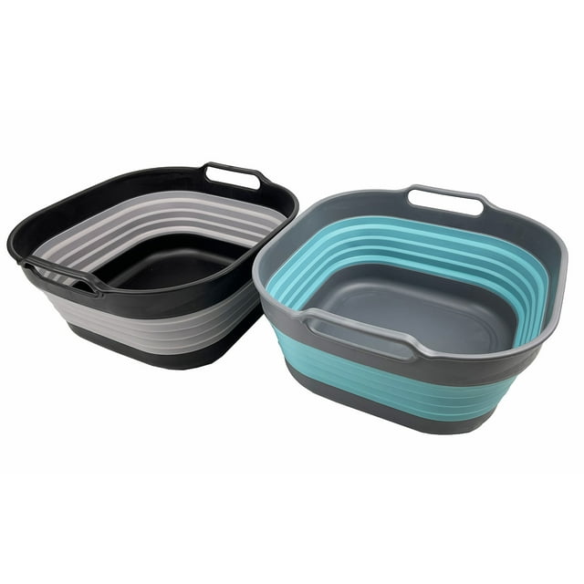 SAMMART 10L (2.64) Set of 2 Collapsible Dishpan - Foldable Washing ...